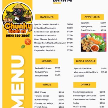 Best Food Trucks | Chunky Banh Mi - menu