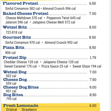 Best Food Trucks | Wetzel's Pretzel's - menu