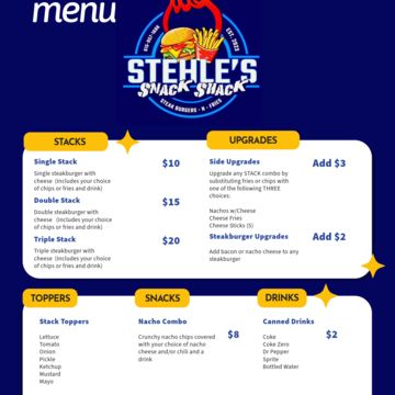 Best Food Trucks | Stehle's Snack Shack - menu